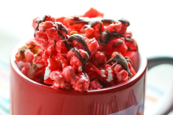 Chocolate Covered Cinnamon Bear Popcorn - Our Best Bites