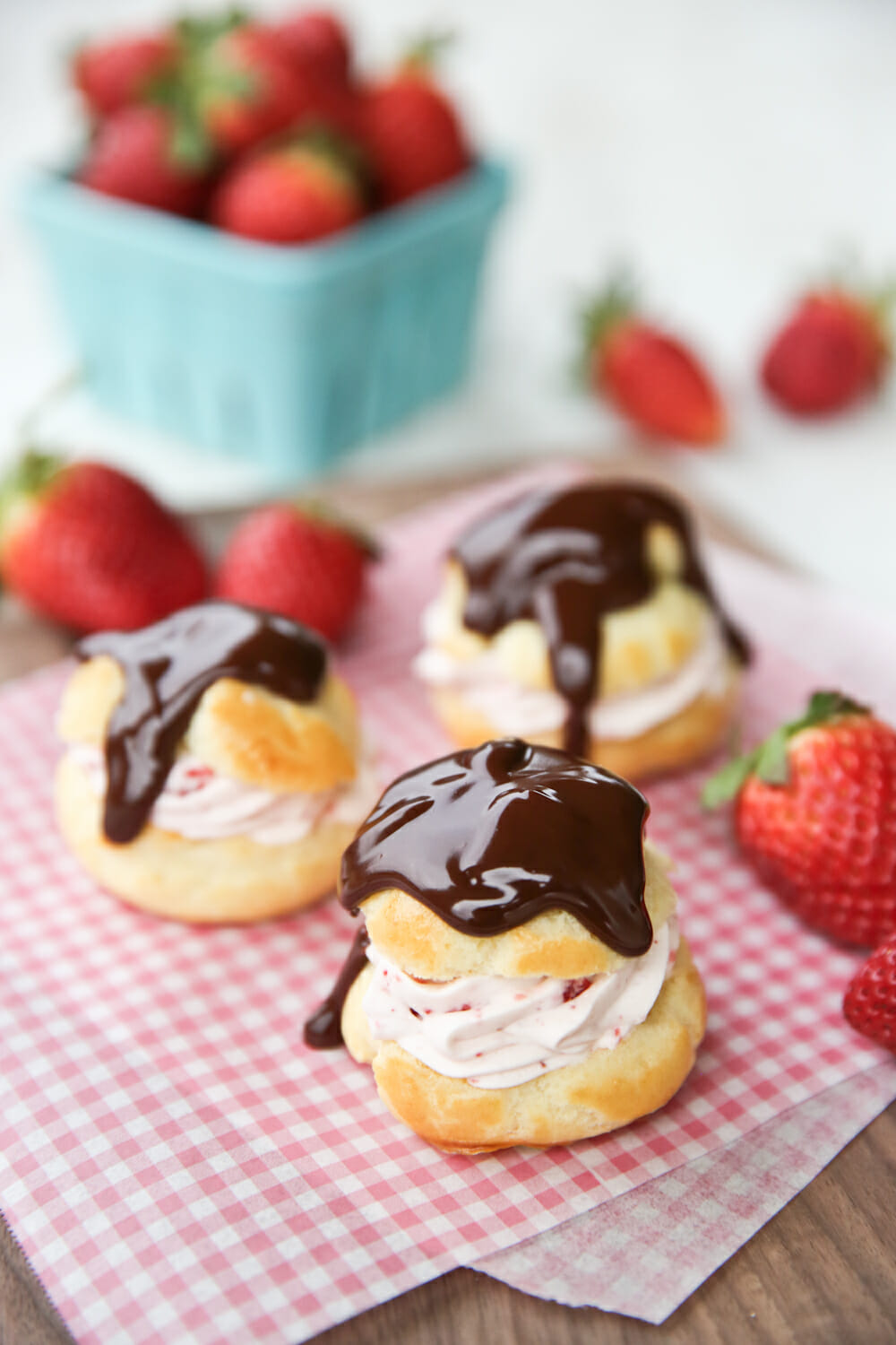Chocolate Covered Strawberry Cream Puffs - Our Best Bites