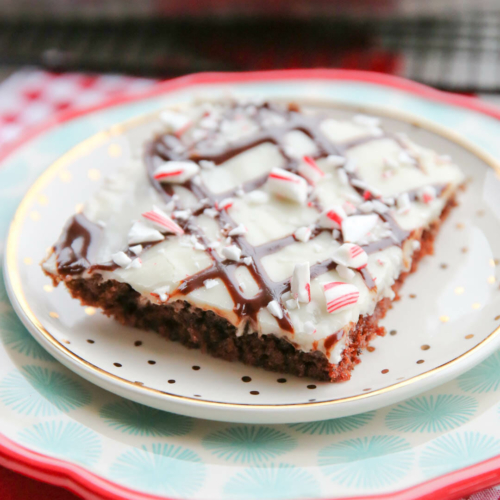 Peppermint Bark Chocolate Sheet Cake - Our Best Bites