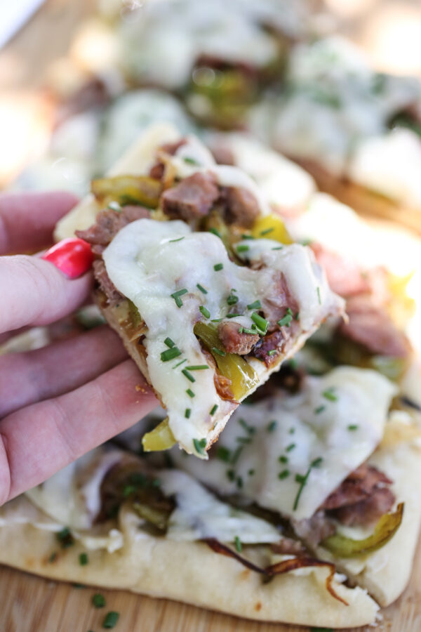 Cheesesteak Flatbread - Our Best Bites